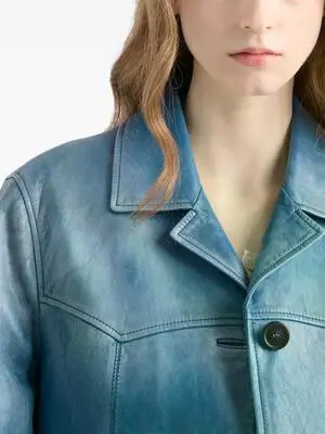 Prada Washed Leather Jacket - Blue