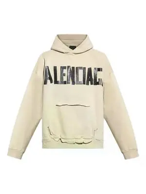 Balenciaga Logo-print Frayed Hem Hoodie