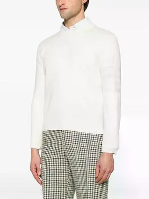 Thom Browne 4-bar Stripe Crew Neck Sweater - White