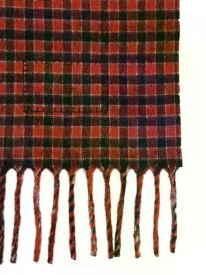 Marni Checked Fringed Scarf - Red