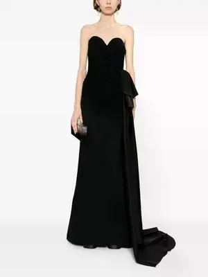 SAIID KOBEISY Strapless Draped Gown - Black