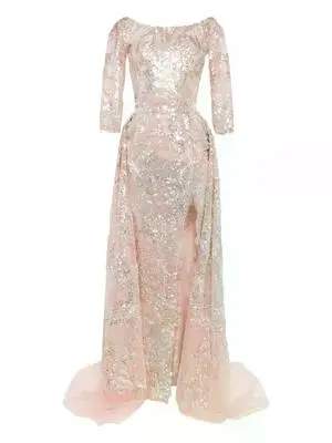 SAIID KOBEISY Embroidered Maxi Gown - Pink