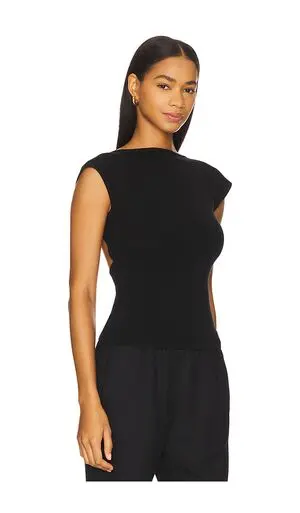 ST. AGNI Sculpted Ballet Knit Top - Black
