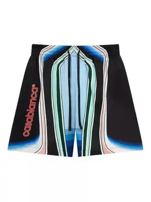 Casablanca Graphic Print Silk Shorts - Black
