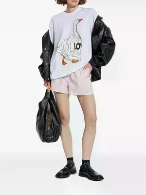 Moschino Embroidered Goose Cotton Shorts