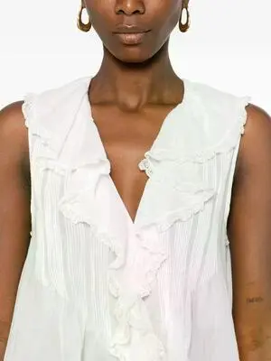 DÔEN Hilda Lace-trimmed Cotton Voile Sleeveless Top