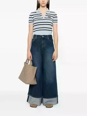 7 For All Mankind Marie Cuffed Wide Leg Jeans - Blue