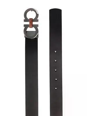 FERRAGAMO Gancini Leather Belt - Black