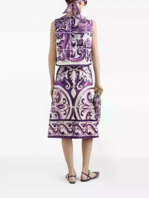 Dolce & Gabbana Maiolica-print A-line Midi Skirt