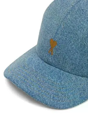 AMI Paris De Coeur Embroidered Denim Cap