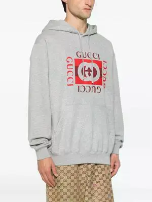 Gucci Logo-print Cotton Hoodie - Grey