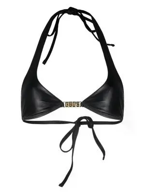 Gcds Logo Plaque Halterneck Bikini Top - Black