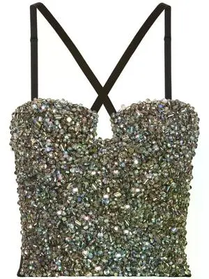 Dolce & Gabbana Rhinestone-embellished Corset Top - Black