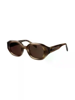 Emporio Armani Acetate Tortoiseshell Effect Round Frame Sunglasses - Brown