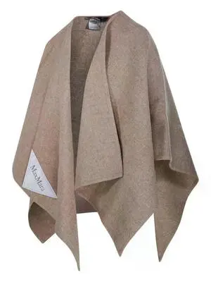Max Mara Logo-patch Asymmetric Cape - Neutrals