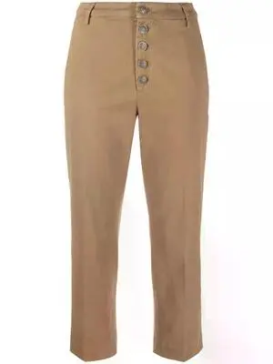 DONDUP Camel Stretch-cotton Cropped Trousers
