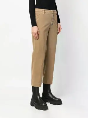 DONDUP Camel Stretch-cotton Cropped Trousers