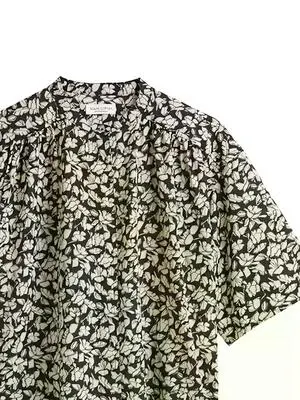 Marc O'polo Short Sleeve Floral Print Blouse - Black