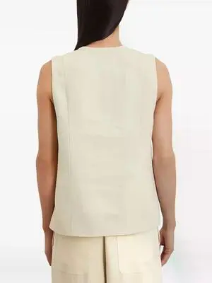 Marc O'polo Cream V-neck Button-front Waistcoat