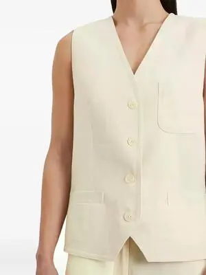 Marc O'polo Cream V-neck Button-front Waistcoat
