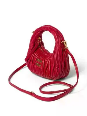 Miu Miu Mini Wander Matelassé-Effect Shoulder Bag Red