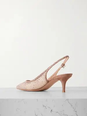 GIANVITO ROSSI Regina 55 Embellished Organza Slingback Pumps