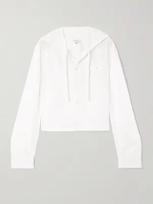JW ANDERSON JW Anderson Cropped Striped Poplin Shirt With Drawstring Hood