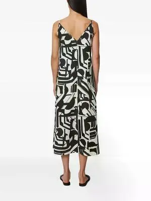 Marc O'polo Abstract Print V-neck Midi Dress