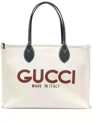 Gucci Canvas Logo Print Tote Bag - Neutrals