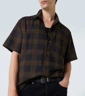 Saint Laurent Tartan Checked Cotton Voile Shirt