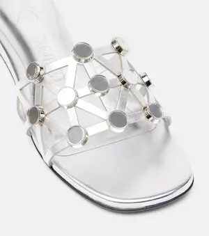 Attico Grid Embellished Leather Flat Sandals