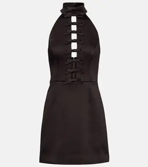 Rebecca Vallance Chocolate Bow Detail Cutout Halterneck Mini Dress