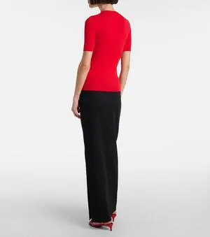Khaite Celina Ribbed-knit Wool-blend Top - Red