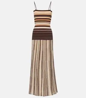 Faithfull The Brand Faithfull The Brand Esenia Striped Cotton-Blend Midi Dress Brown