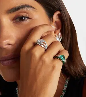 KAMYEN Oasis 18kt White Gold Ring With Diamonds And Enamel