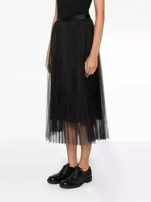 JNBY Pleated A-line Midi Skirt - Black