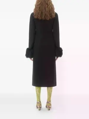Valentino Garavani Double-breasted Faux Fur Trimmed Coat