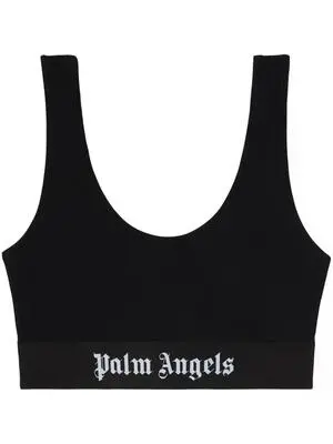 Palm Angels Logo-underband Scoop-neck Bra - Black