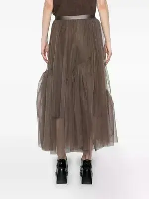 JNBY A-line Flounce Hem Waist Skirt - Brown