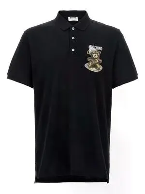 Moschino Teddy-print Piqué Polo Shirt - Black