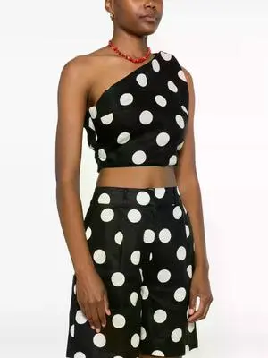 CALA DE LA CRUZ One-shoulder Polka Dot Top