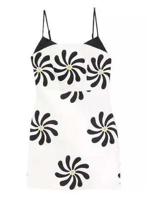 CALA DE LA CRUZ Rocha Mini Dress With Graphic Print - White