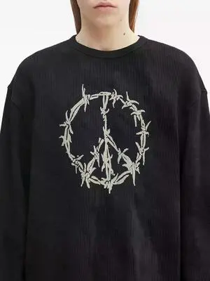 Aries Waffle-knit Long-sleeve T-shirt With Peace Symbol Graphic