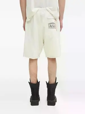 Aries Premium Aged Temple Logo-print Shorts - White