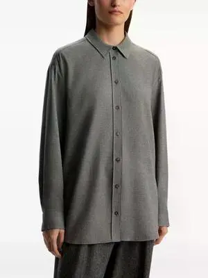12 STOREEZ Button-up Shirt With Tonal Buttons - Grey