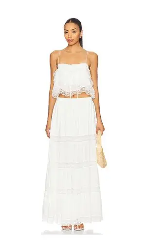 Ronny Kobo Carlton Voile Lace Ruffle Top - Ivory