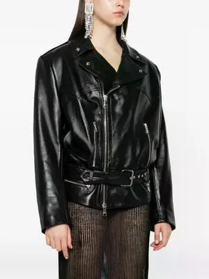 Alessandra Rich Leather Biker Jacket