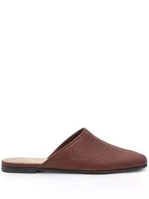 12 STOREEZ Square-toe Leather Mules - Brown