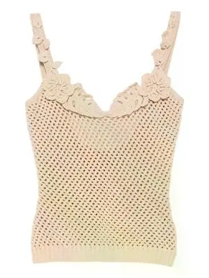 Elie Saab Embellished Mesh Top - Neutrals