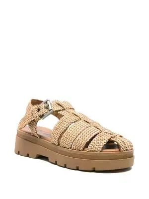 BIBI LOU Woven Platform Sandals With Buckle Fastening - Brown